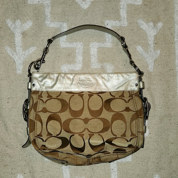Coach | Bags | Coach Zoe Khaki Signature Jacquard Hobo Top Handle ...